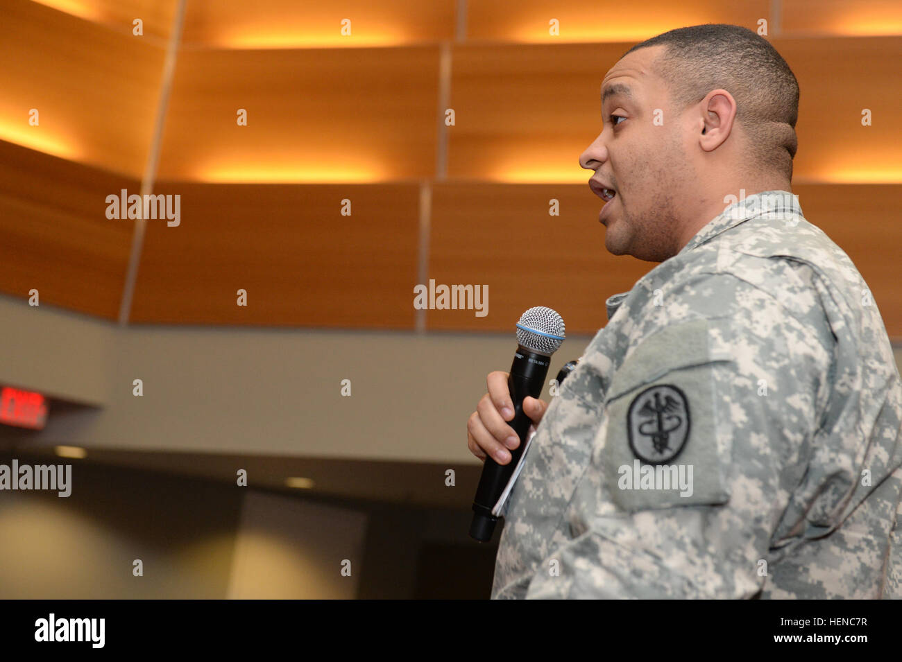 U.S. Army Sgt. Hall recites part of the "I Have a Dream Speech" during ...