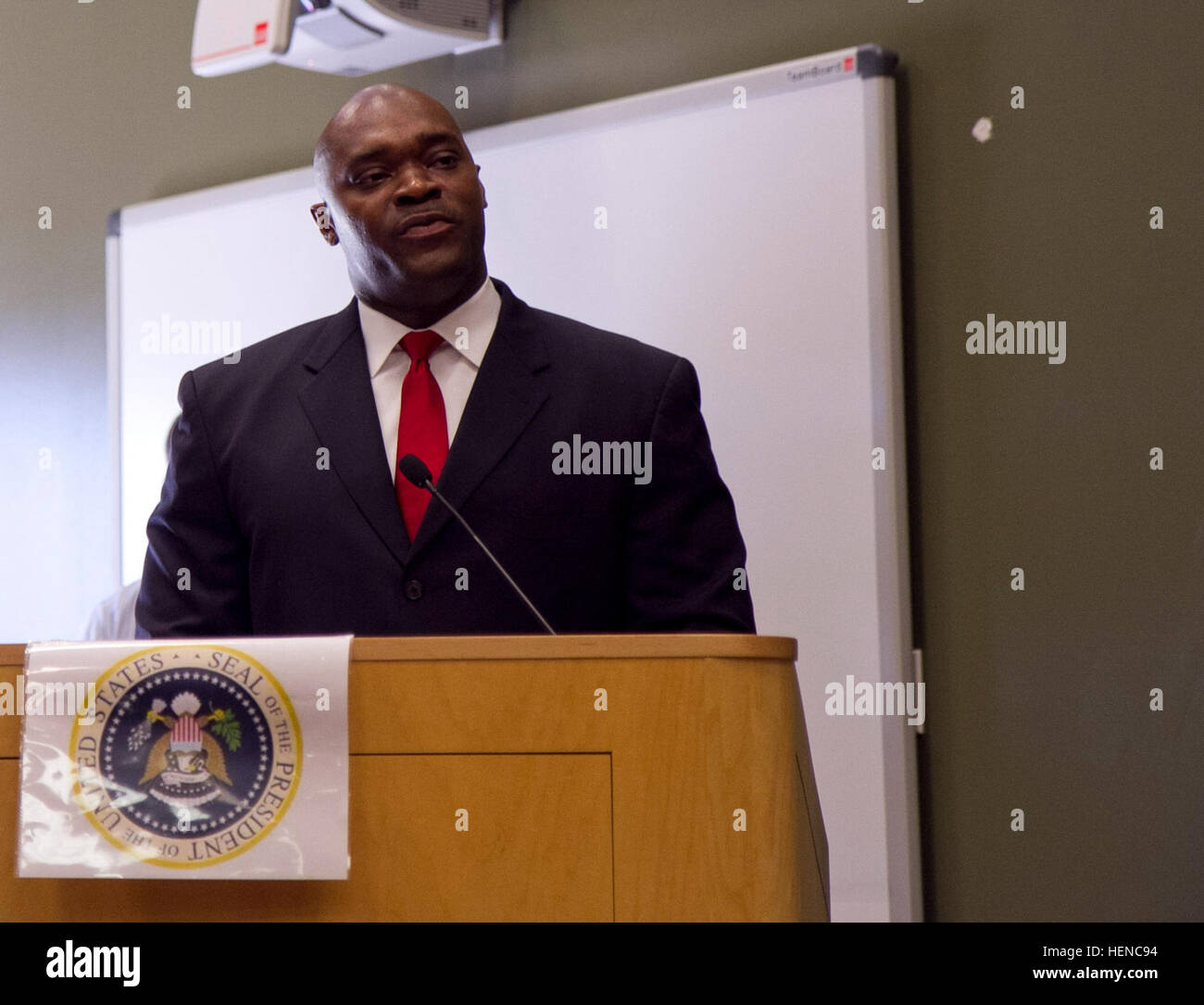 Staff Sgt. Jerome Scott portrays President Barack Obama during the ...