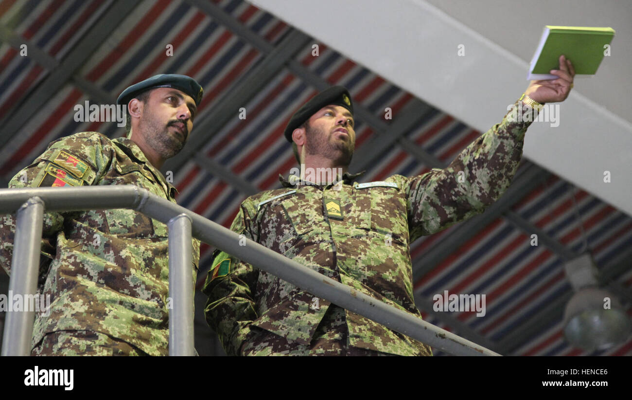 Afghan National Army Command Sgt. Maj. Habiibullah Chamkani, right, the ...