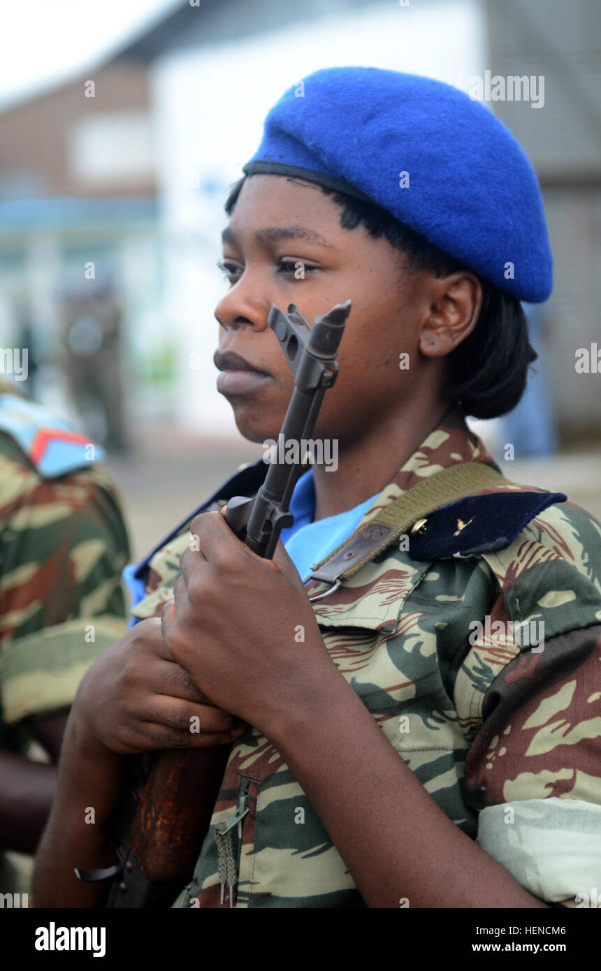A member of the Cameroonian air force stands in formation during the ...