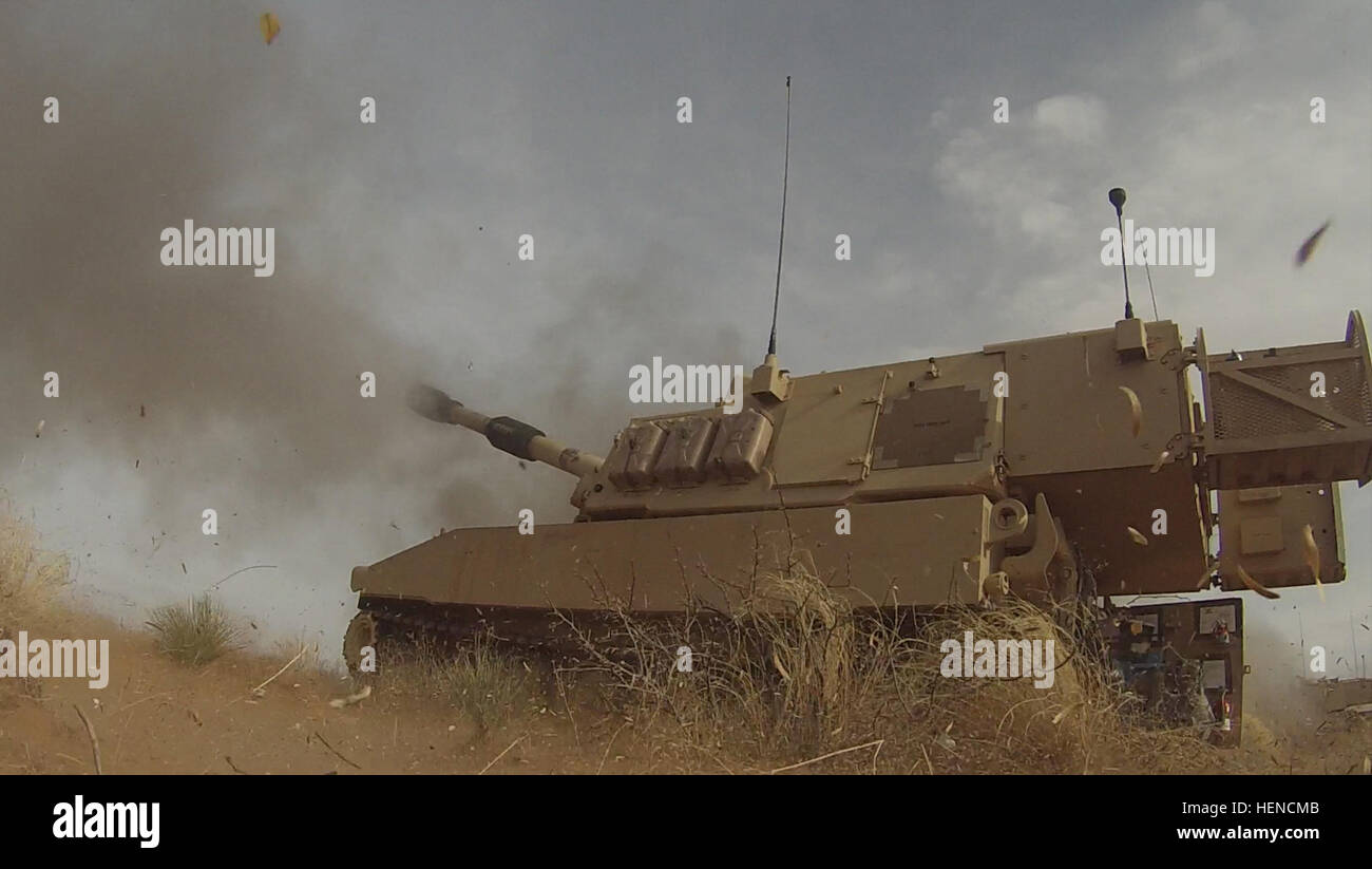 M109A6 howitzer crew members assigned to 2nd Platoon, Battery A, 4th ...