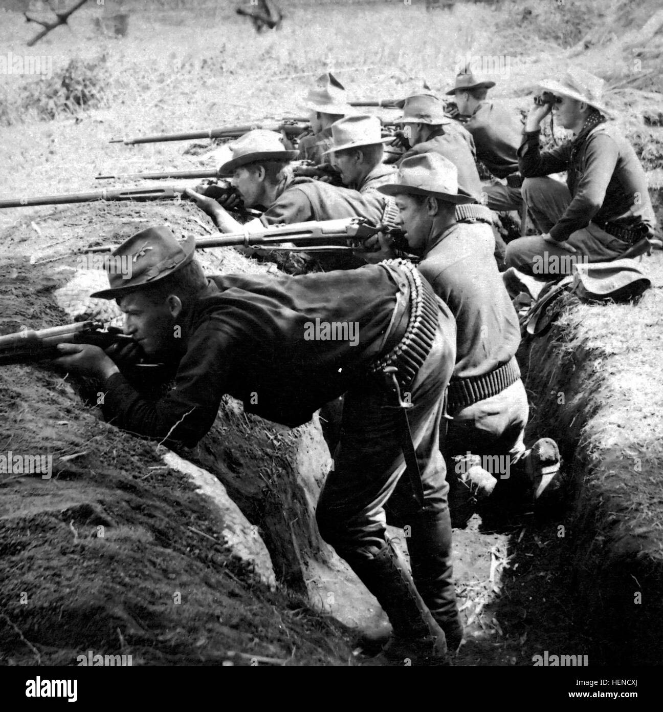 Our Boys entrenched against the Filipinos. Ca. 1899-1900. B. W. Kilburn ...