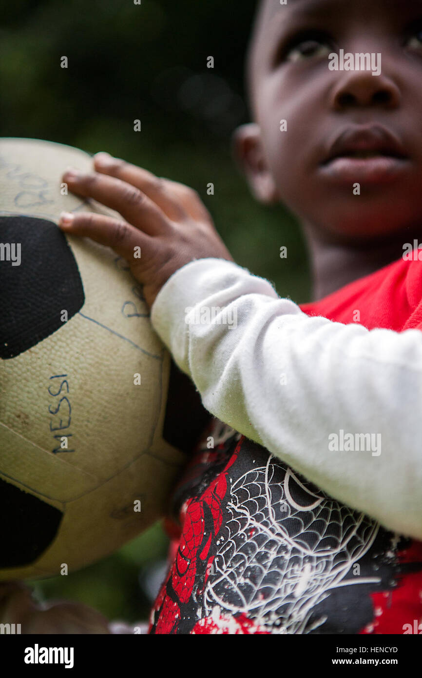 A young Cameroonian boy comes to watch several sporting events played ...