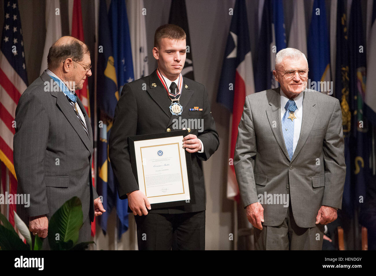 Medal of Honor recipients Harold Fritz, left, and Wesley Fox, right ...