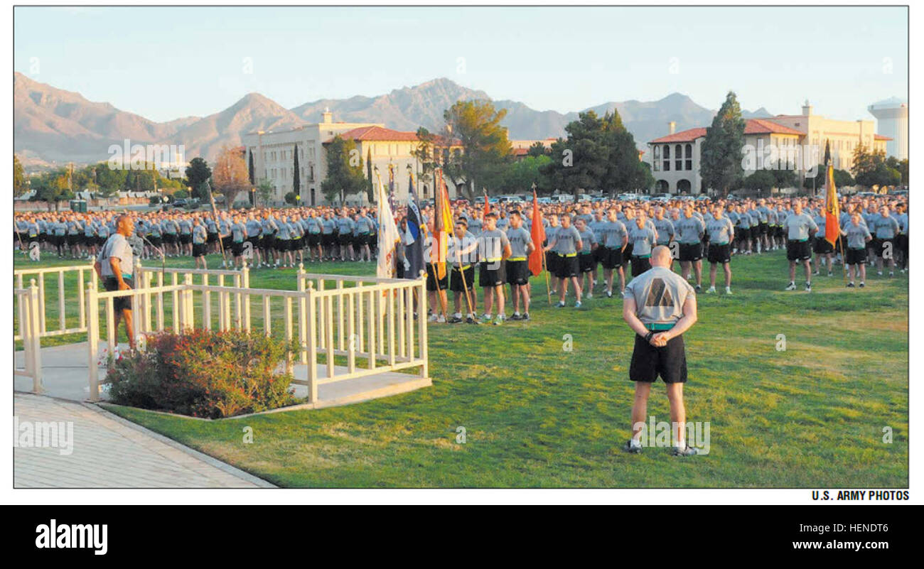 US Army physical fitness uniform, Fort Bliss Post Run, 14May2013 Stock ...