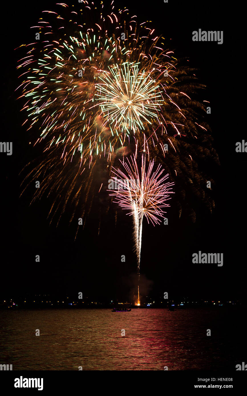 Fireworks explode over the water near the Southwest Waterfront in ...