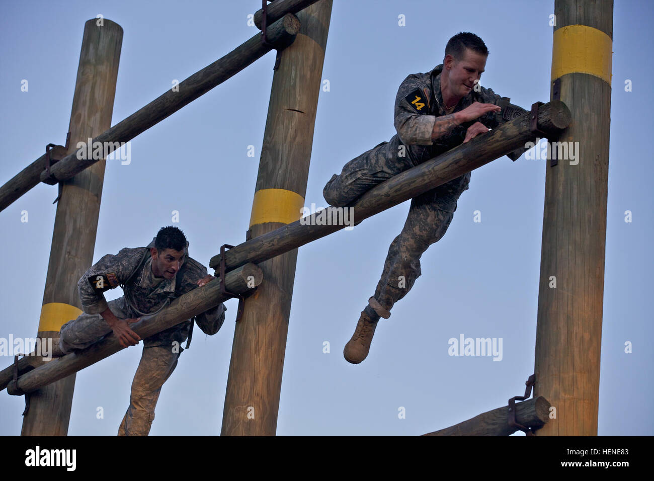 U.S. Army Rangers from the 82nd Airborne Division navigate obstacles at ...