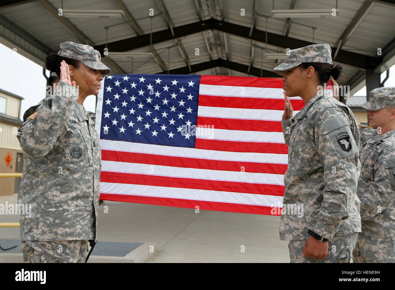 Spc. Yemima Tarber, a communications specialist with Charlie Company ...