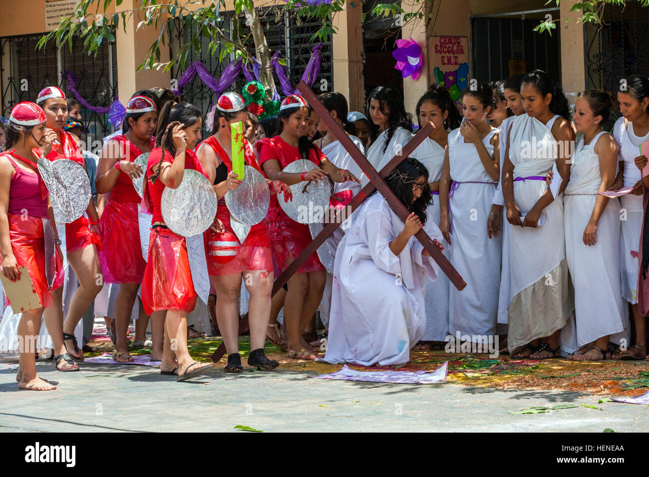 Guatemalan students perform the Stations of the Cross for visiting U.S ...
