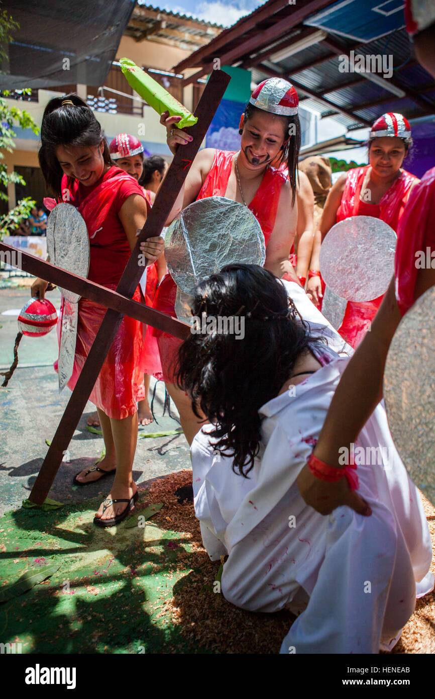 Guatemalan students perform the Stations of the Cross for visiting U.S ...
