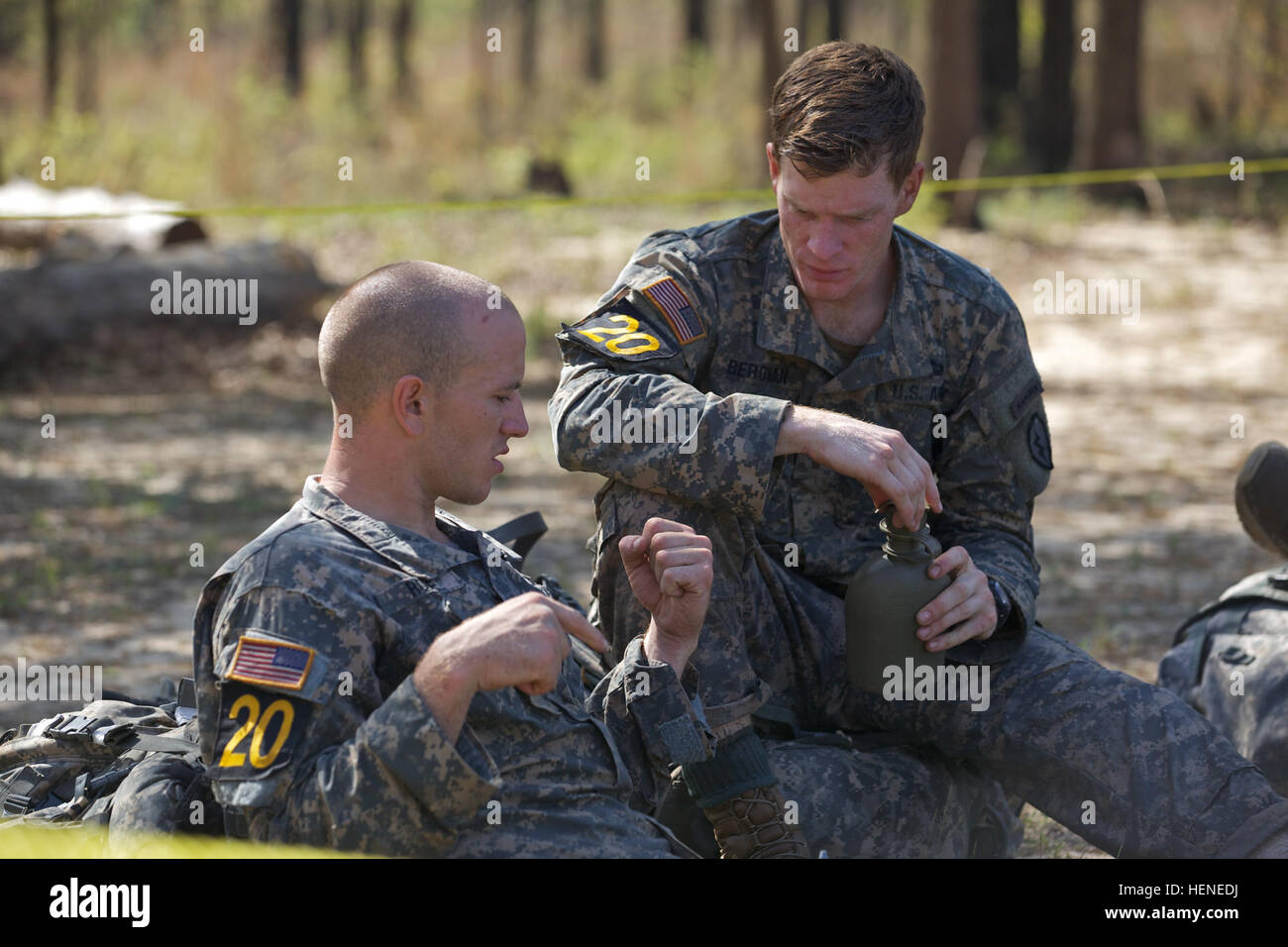 U.S. Army 2nd Lt. Michael Rose (left) and 2nd Lt. John Bergman (tight ...