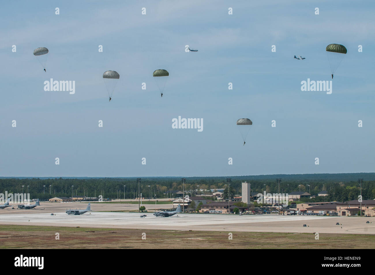 Paratroopers fill the skies over Pope Army Airfield during a joint ...