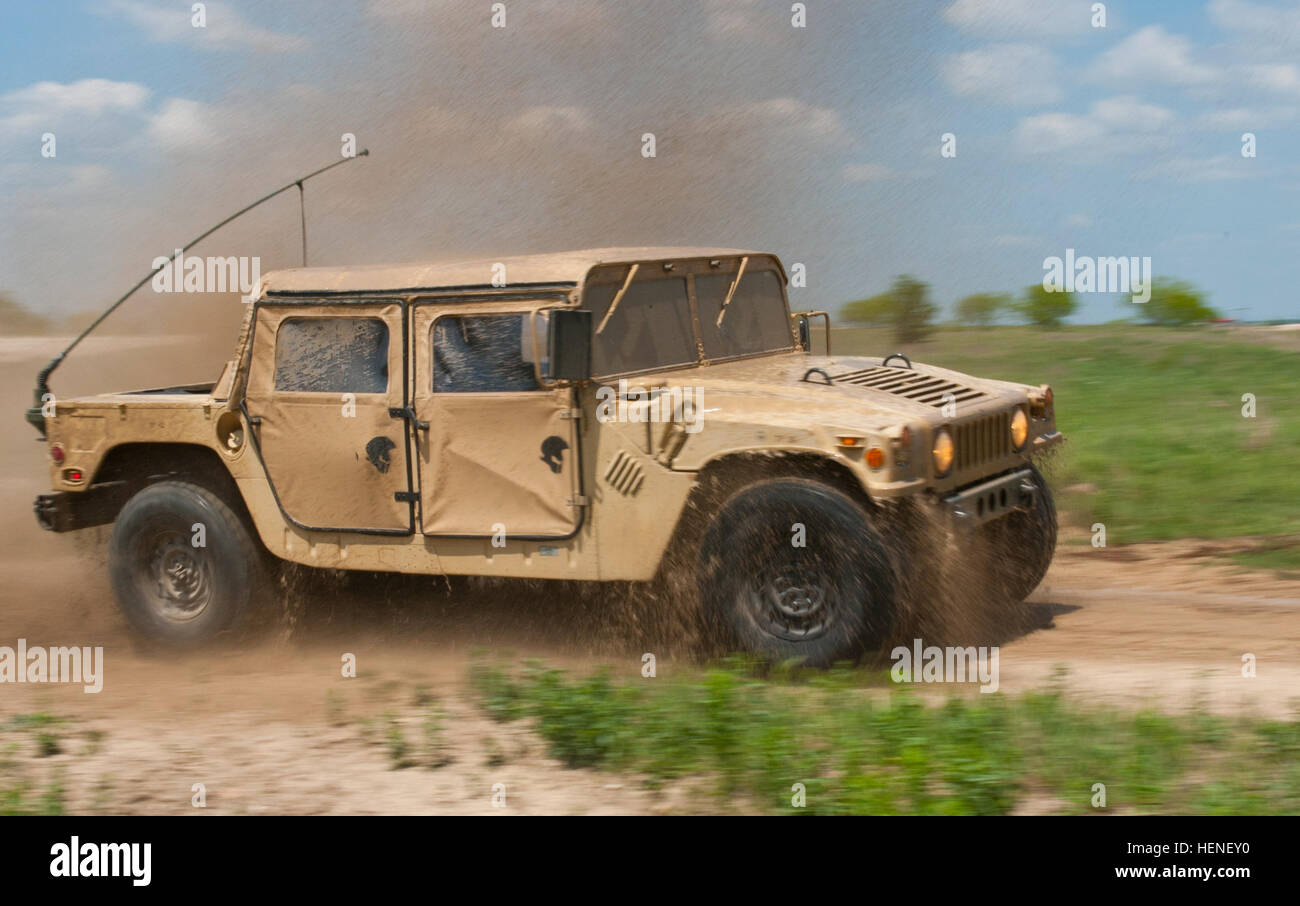 Soldiers with the 7th Mobile Public Affairs Detachment drive their ...