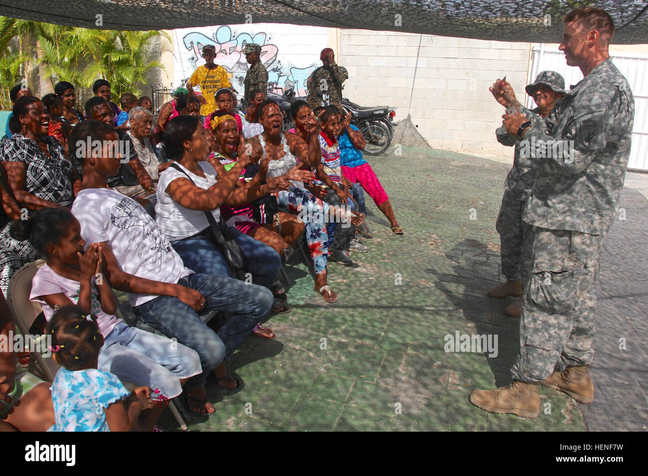 U.S. Army Maj. Patrick Olson of 468th Civil Affairs Battalion performs ...