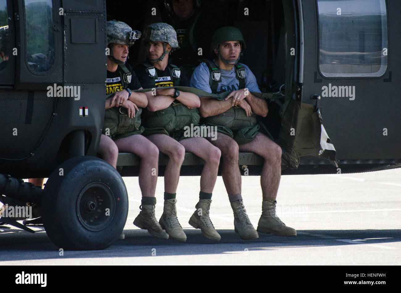 U.S. Army Rangers, 5th Ranger Training Battalion, jump from UH-60 Black ...