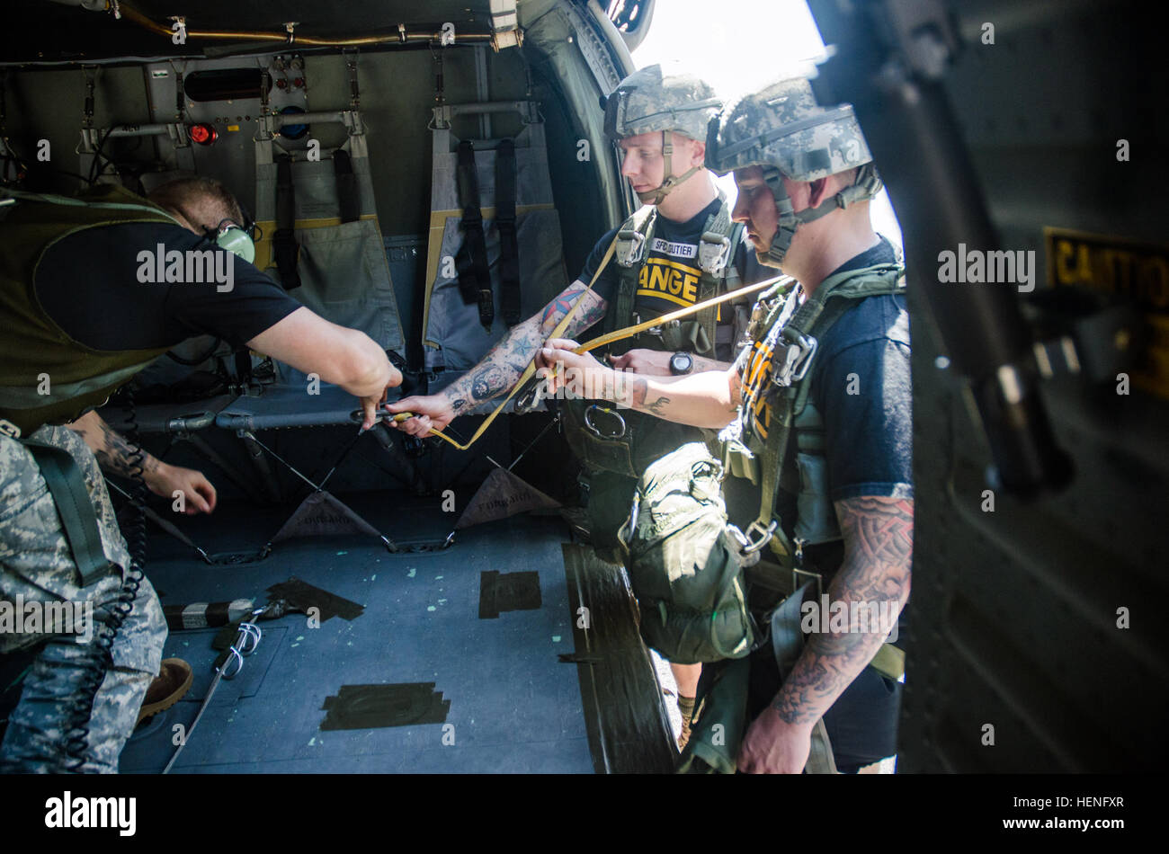 U.S. Army Rangers, 5th Ranger Training Battalion, jump from UH-60 Black ...