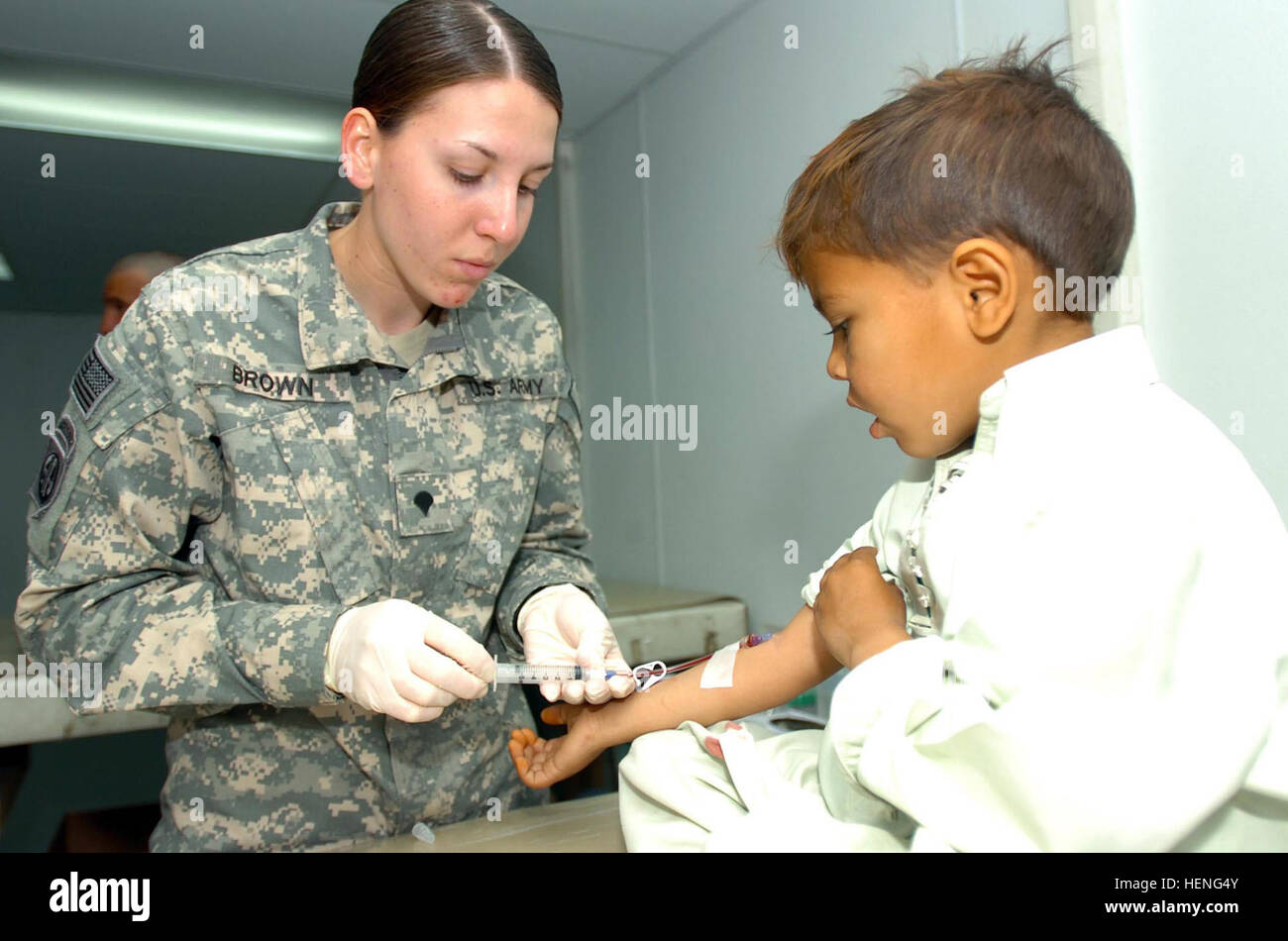 U.S. Army Spc. Monica Brown, a medic from the 782nd Brigade Support ...