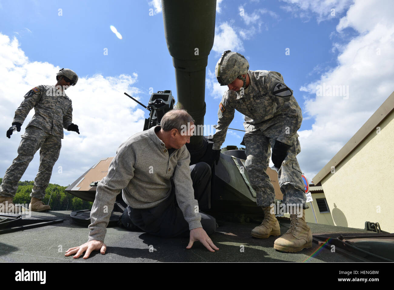U.S. Ambassador to Germany John B. Emerson (center) climbs into the ...