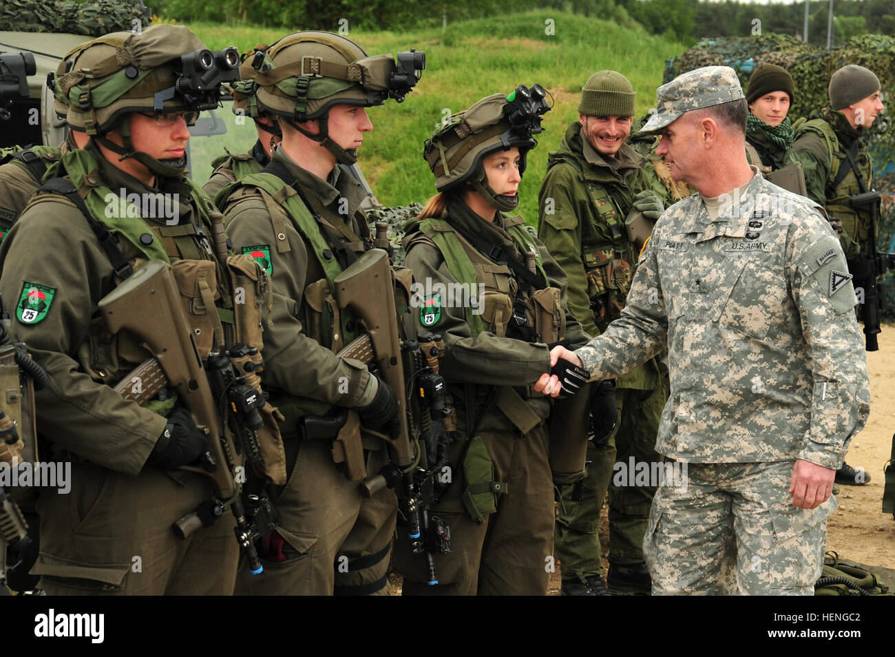 U.S. Army Brig. Gen. Walter E. Piatt (right), Commanding General of the ...