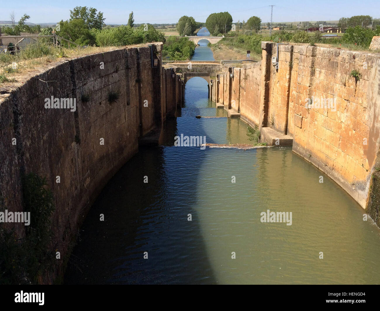 This is the 18th century Canal de Castilla, a canal system that ...