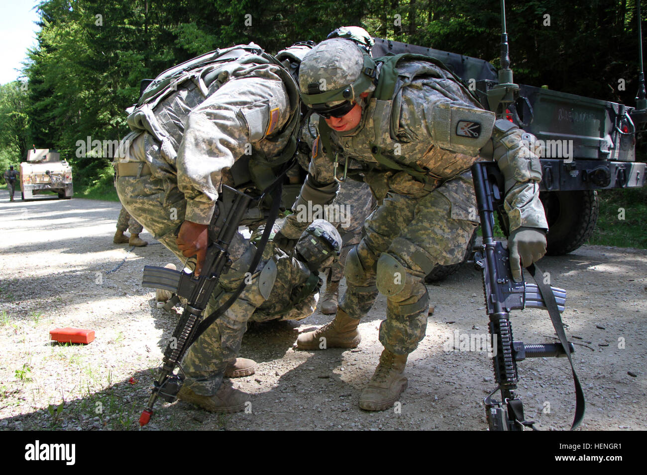 Convoy security crewmen, Pvt. Ashley Johnson (left) and Pfc. Jacob ...