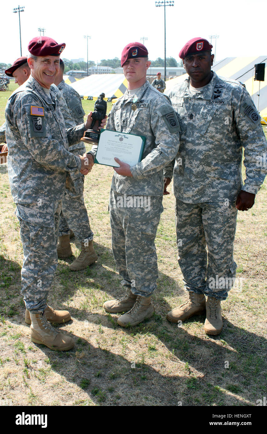 The 82nd Airborne Division awards the Trooper of the Year trophy to a ...