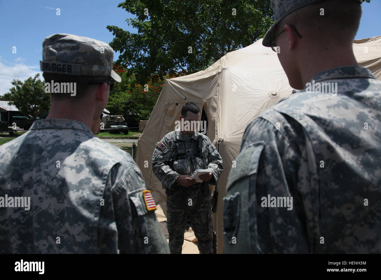 U.S. Army Sgt. Robert Black from the 2-224th Aviation Battalion briefs ...