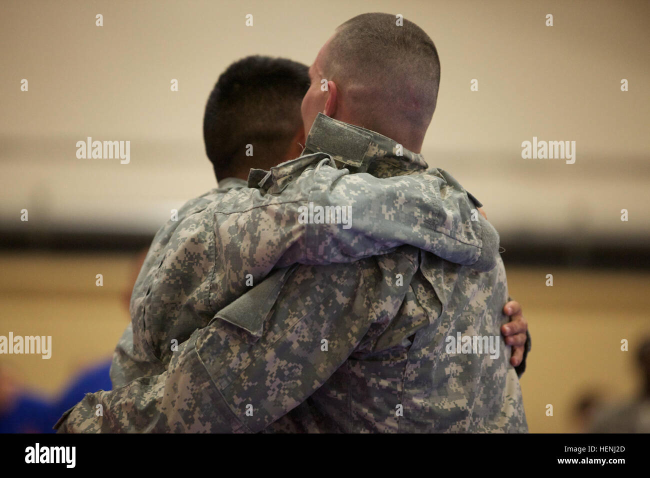 Two U.S. Army Soldiers embrace one another after fighting each other in ...