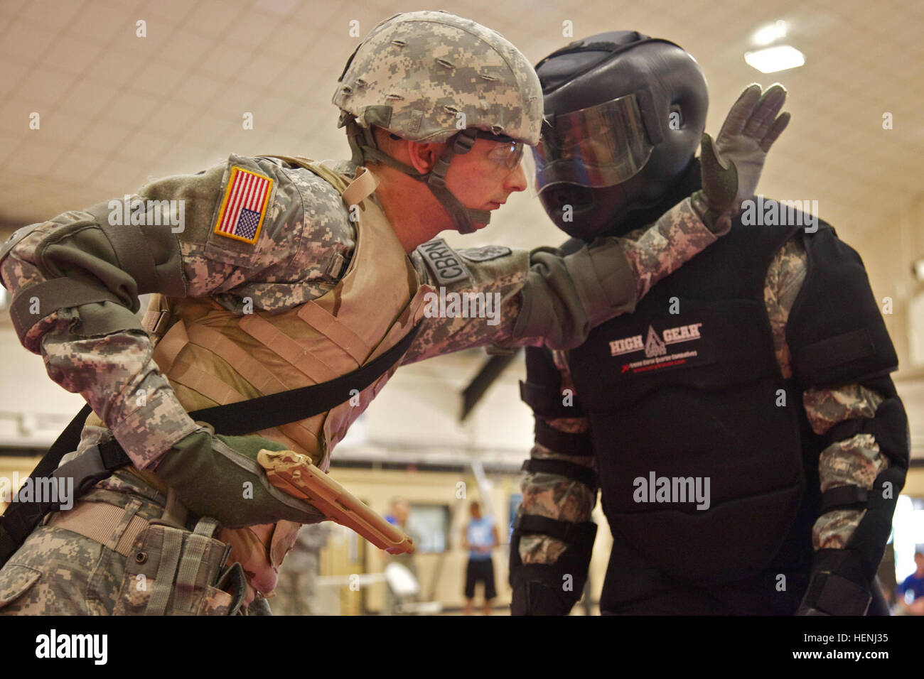 U.S. Army Sgt. Aaron Selfies, assigned to the 130th Chemical Company ...