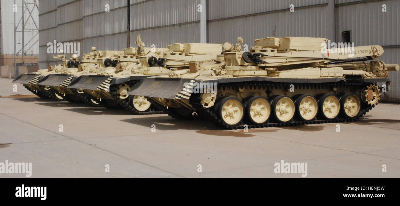 Several Iraqi army BREM-84 armored repair and recovery vehicles sit ...