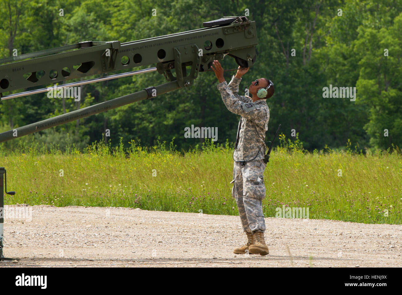 Spec. Ben Germain, of B Company, 76th BSTB, inspects the unmanned ...