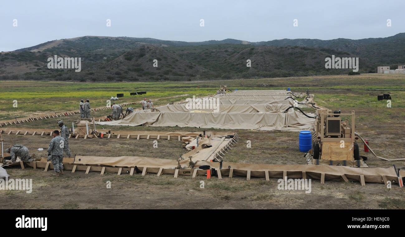 Quartermaster soldiers set up a fuel station in Camp Pendleton, Calif ...