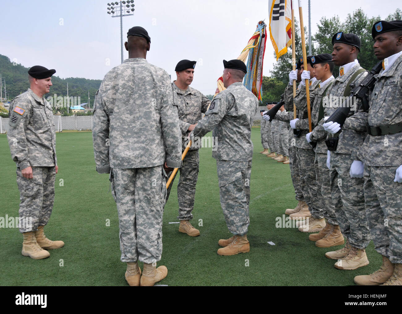 U.S. Army Lt. Col. Joe Suddith, left, the incoming commander of the ...
