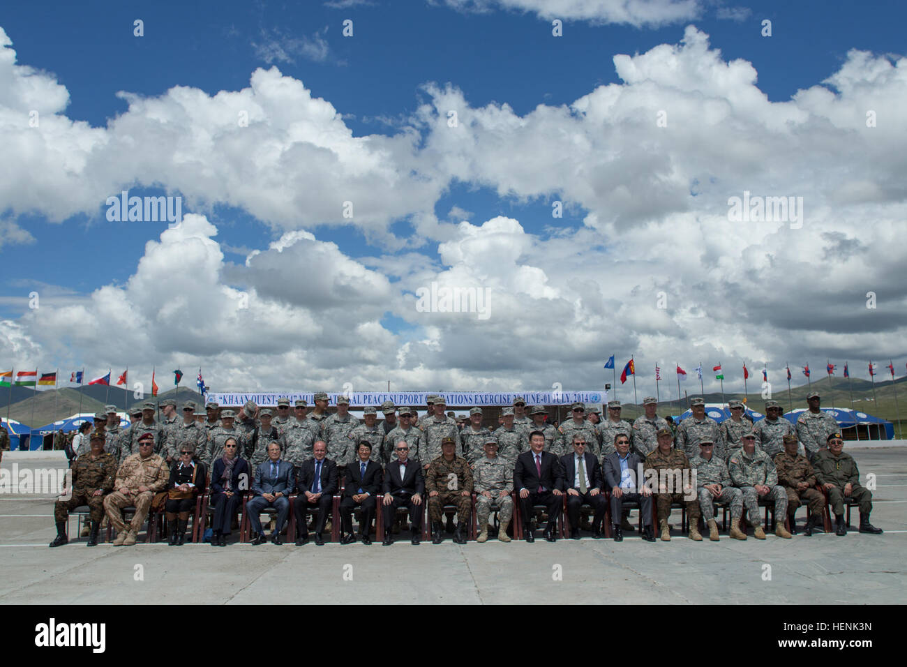 Distinguished guests and leaders from participating nations pose for a ...