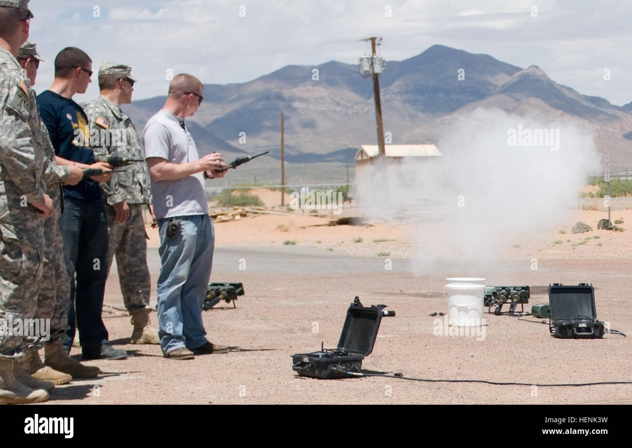 Soldiers and instructors set off an improvised explosive device effects ...