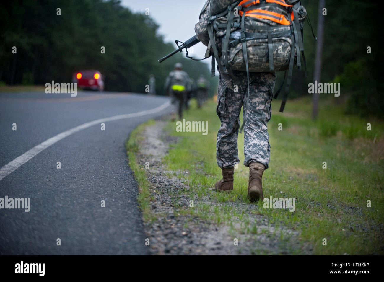 Soldiers conduct an early morning road march that spanned eight miles ...