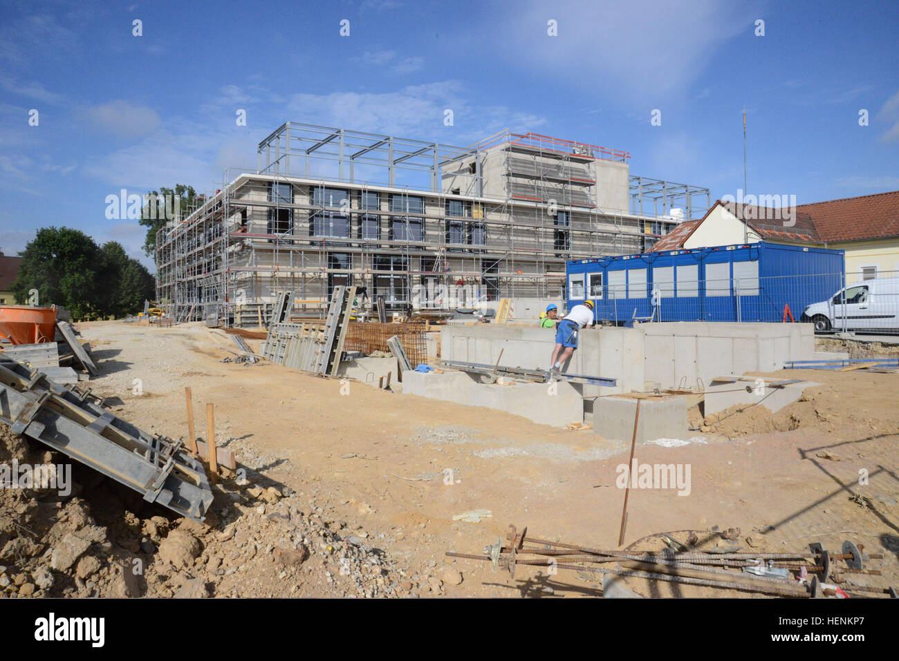 Construction crews work on the Vilseck Army Health Clinic that will ...