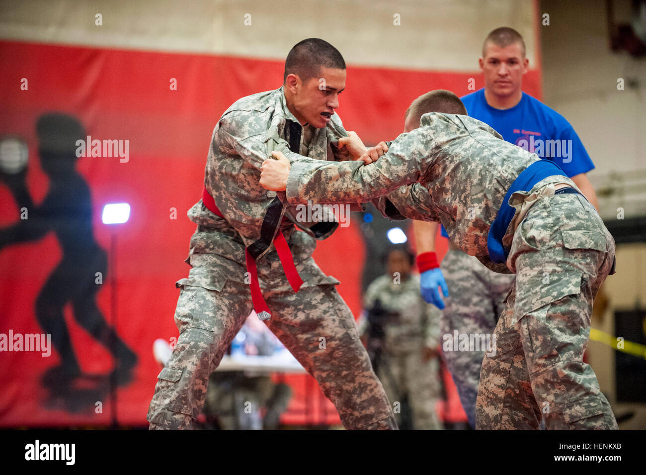 Spc. Christopher Irizarry (left), of Jacksonville, Florida, grapples ...