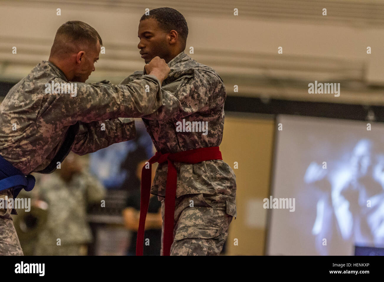 Sgt. Juan Jackson, with the 416th Theater Engineer Command, in the red ...