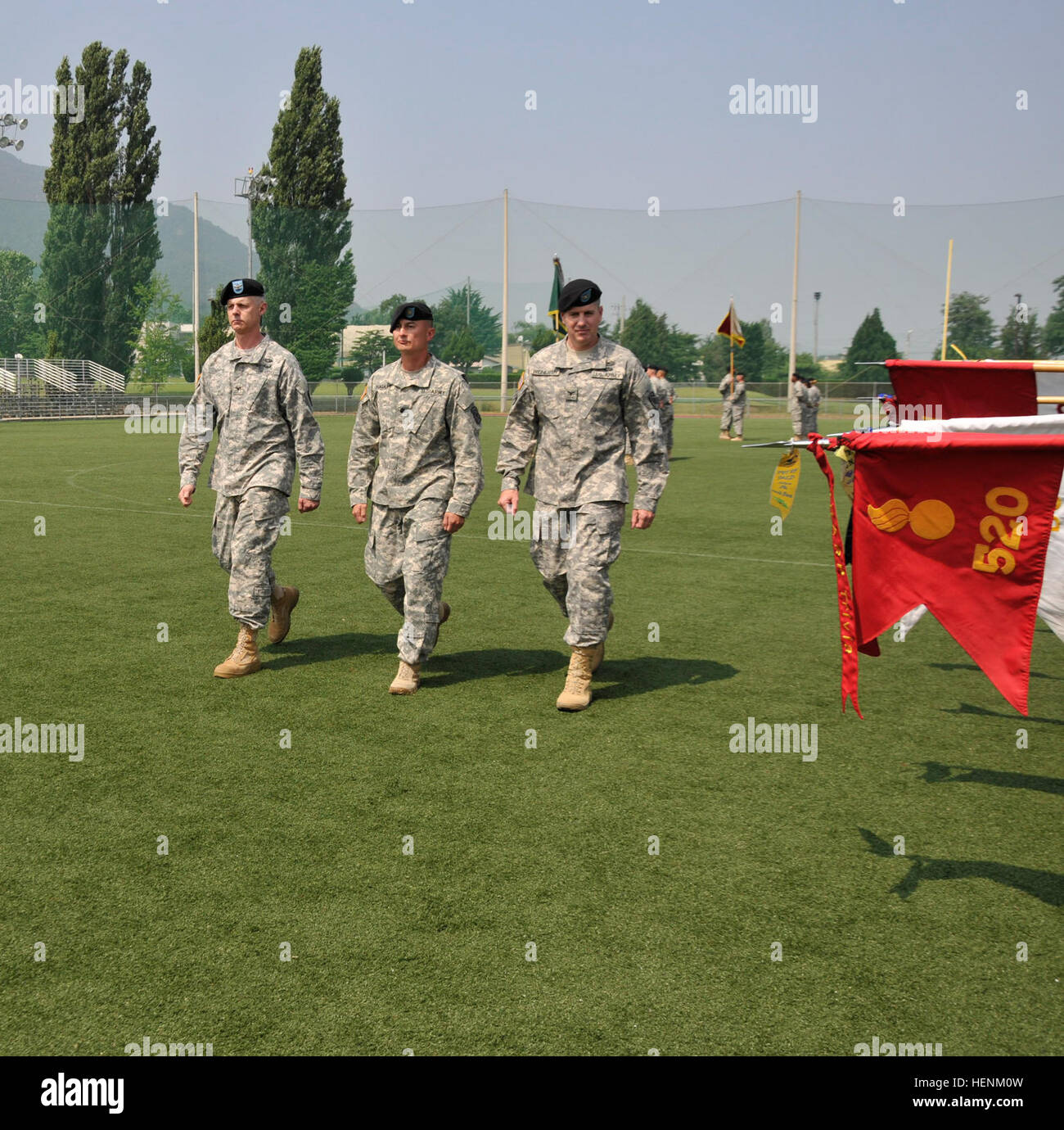 U.S. Army Col. Mark Weinerth, right, the outgoing commander of the ...