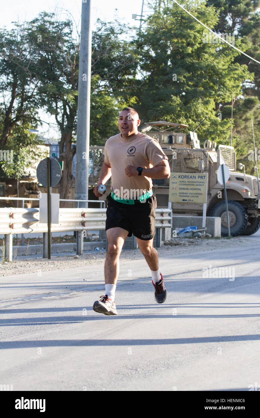 Sgt. Julio Diaz-Vidrio runs his mile during the 202nd Military Police ...