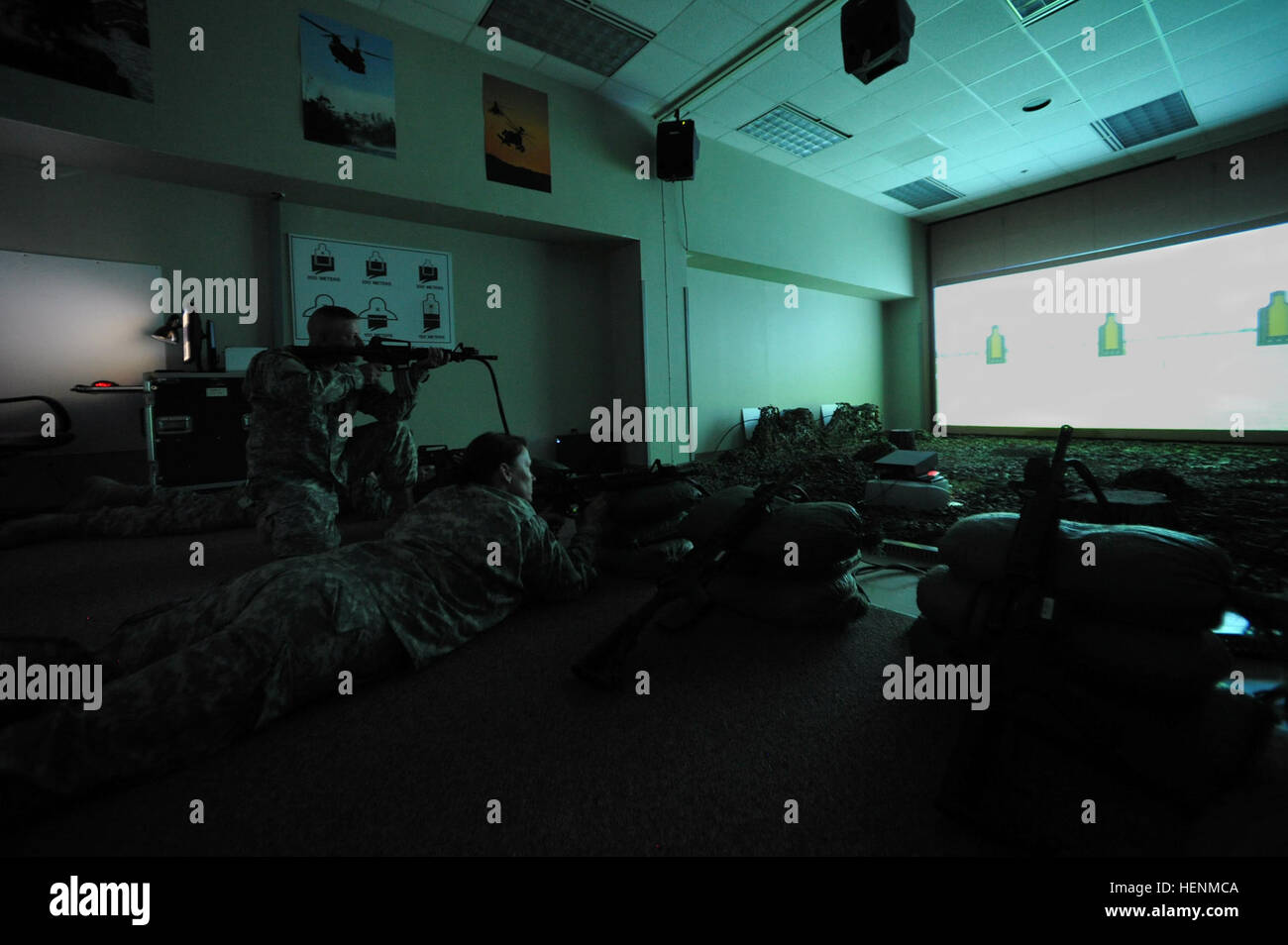 Task Force Wolf Soldiers fire a M4-A1 carbine during weapons training ...