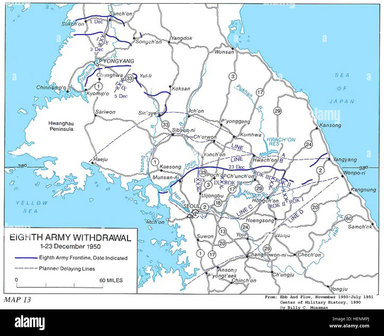 Map Eighth Army Retreat Stock Photo - Alamy