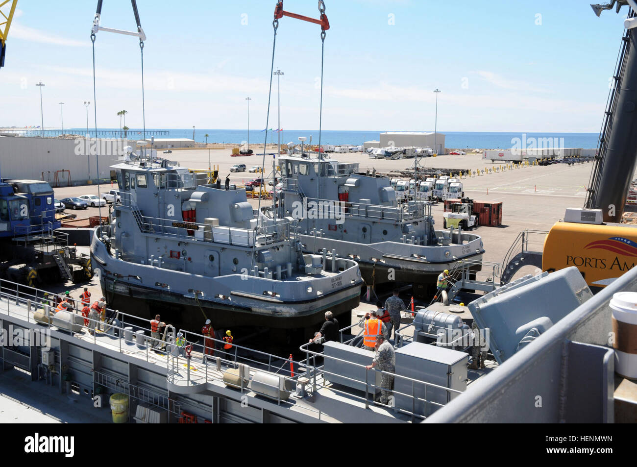 Soldiers of the 481st Transportation Company along with crew members of ...