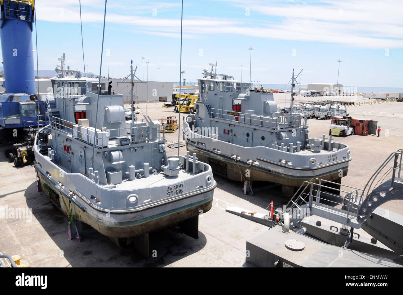 Soldiers of the 481st Transportation Company along with crew members of ...
