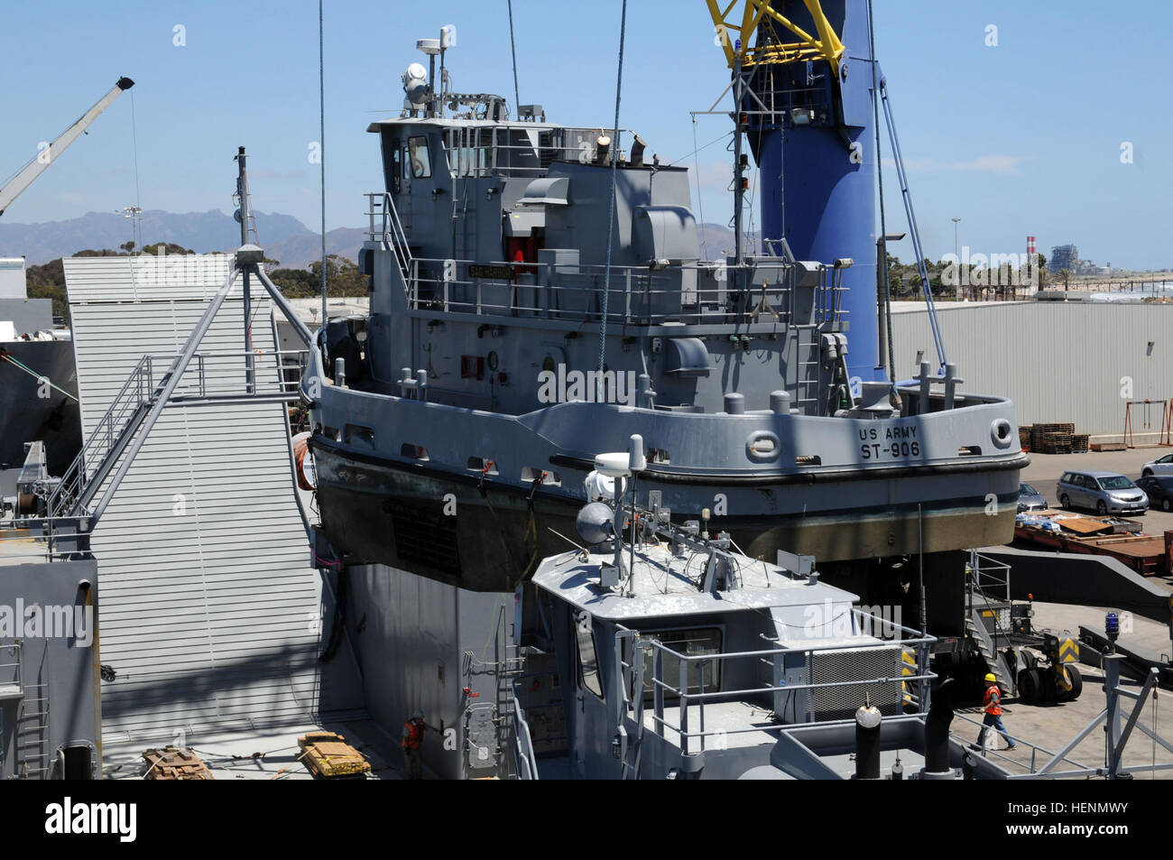 Soldiers of the 481st Transportation Company along with crew members of ...