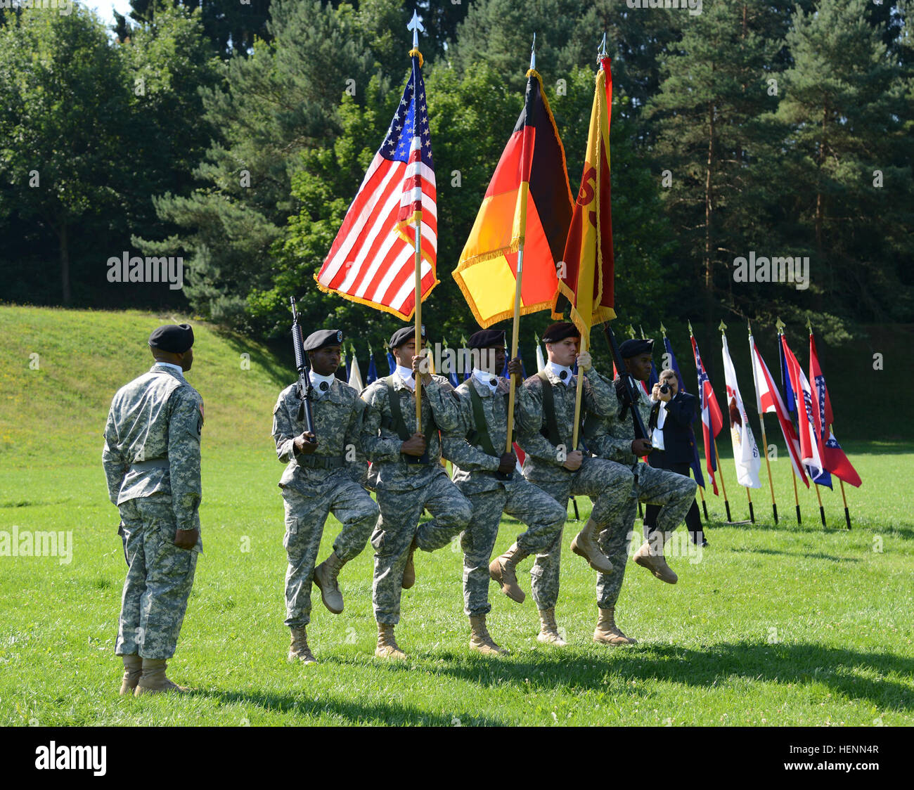 Sgt. 1st Class Leroy Beckford, 838th Transportation Battalion, marches ...