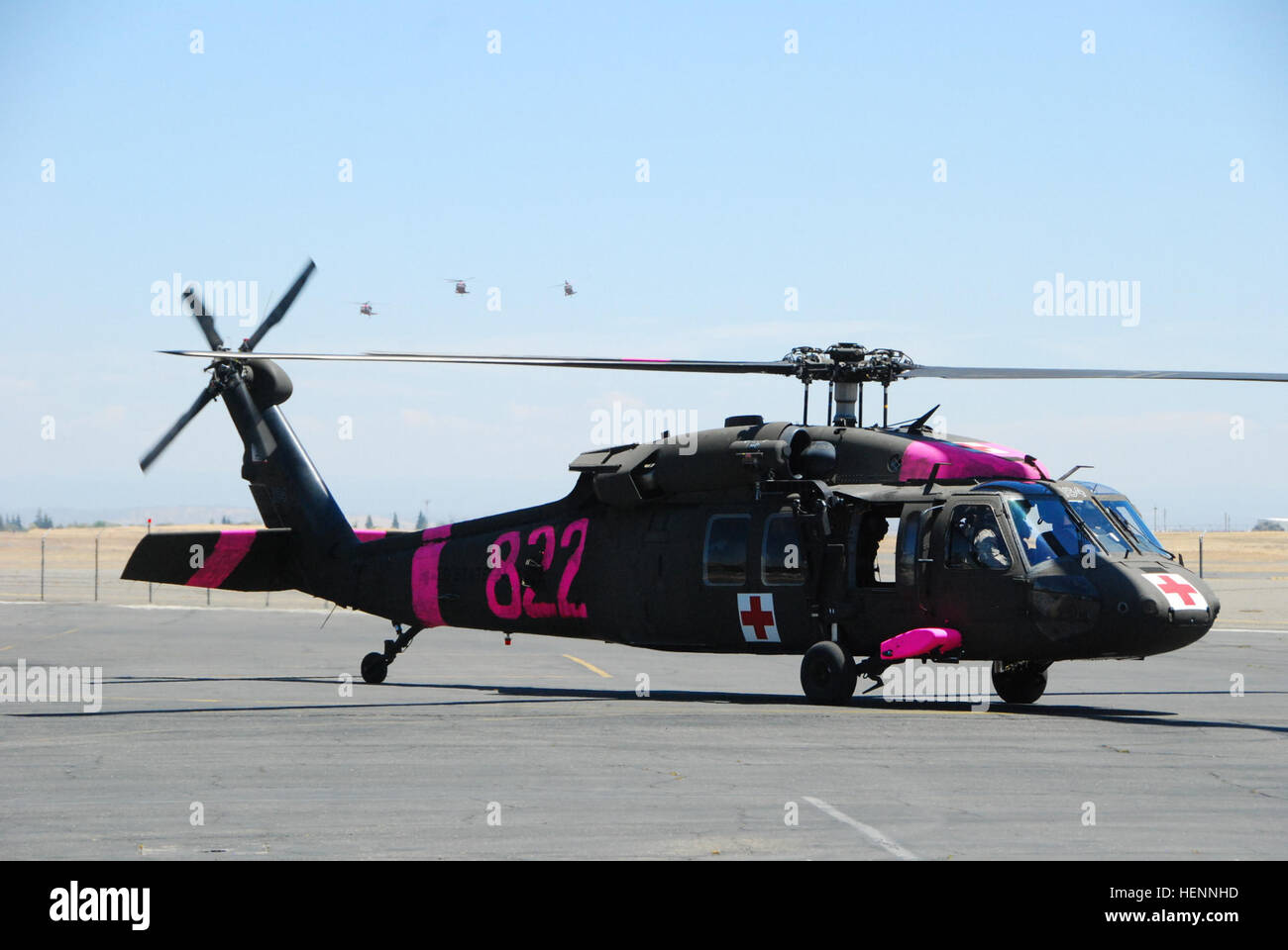 A California National Guard UH-60 Black Hawk helicopter prepares to ...