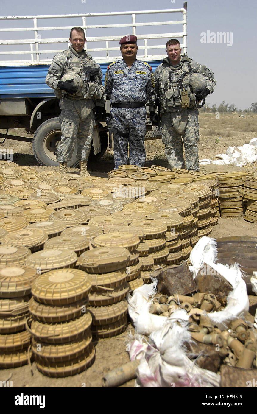 After receiving a tip, Iraqi national police discovered a weapons cache ...