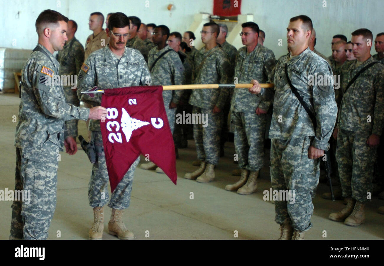 Capt. Timothy Stoner (left), commander, and 1SG Timothy Barr, Company C ...